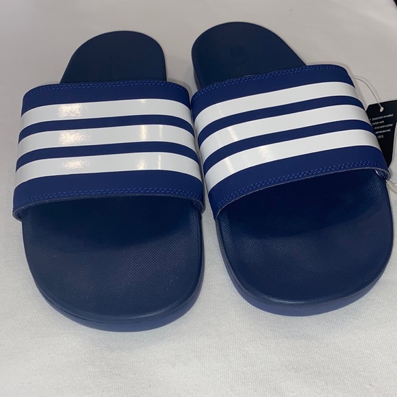 adidas | Shoes | Adidas Adilette Comfort Slides Dark Blue White Mens ...